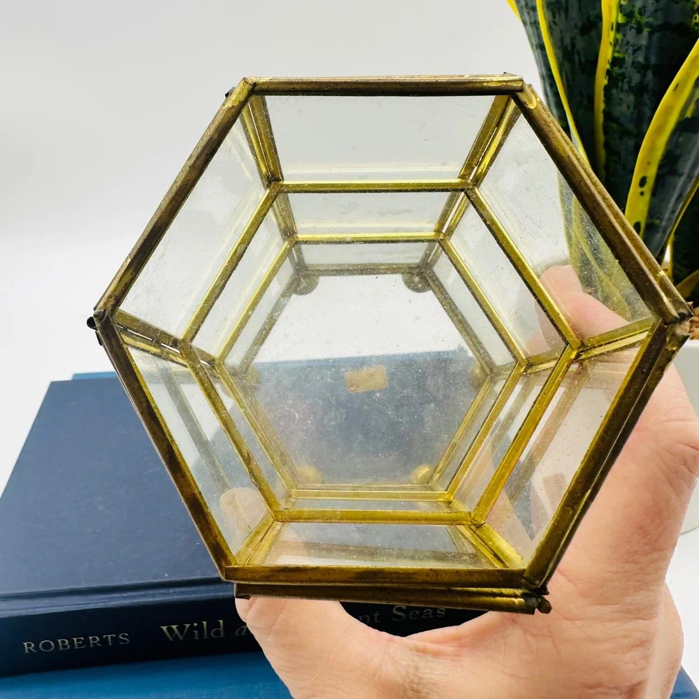 UCC | Accents | Ucc Vintage Brass Glass Hexagon Curio Display Case ...